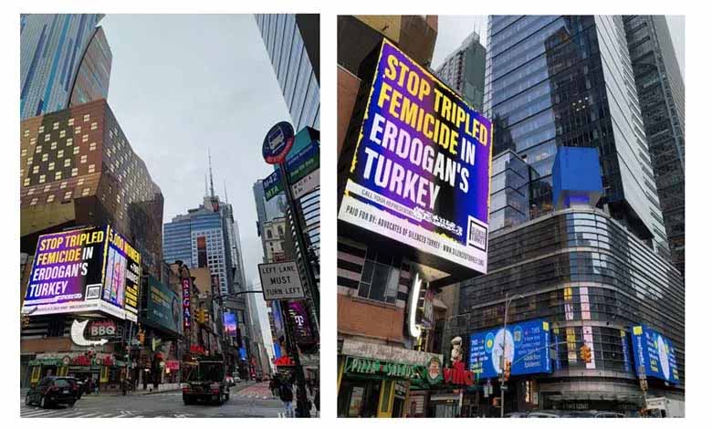 New York... Billboards denouncing human rights violations in Turkey ...