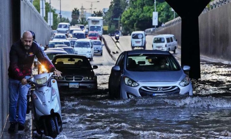 In the first rainfall... Beirut roads face destructive flooding ...